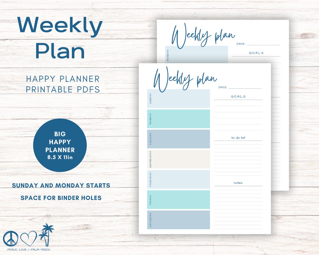 Big Happy Planner Weekly Inserts: Island Theme (PDF Printable) - Etsy