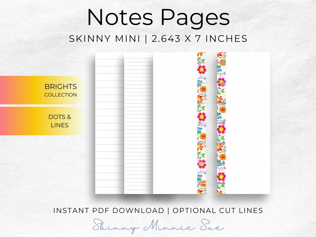 Skinny Mini Happy Planner Notes: Brights Collection (PDF Download) - Etsy