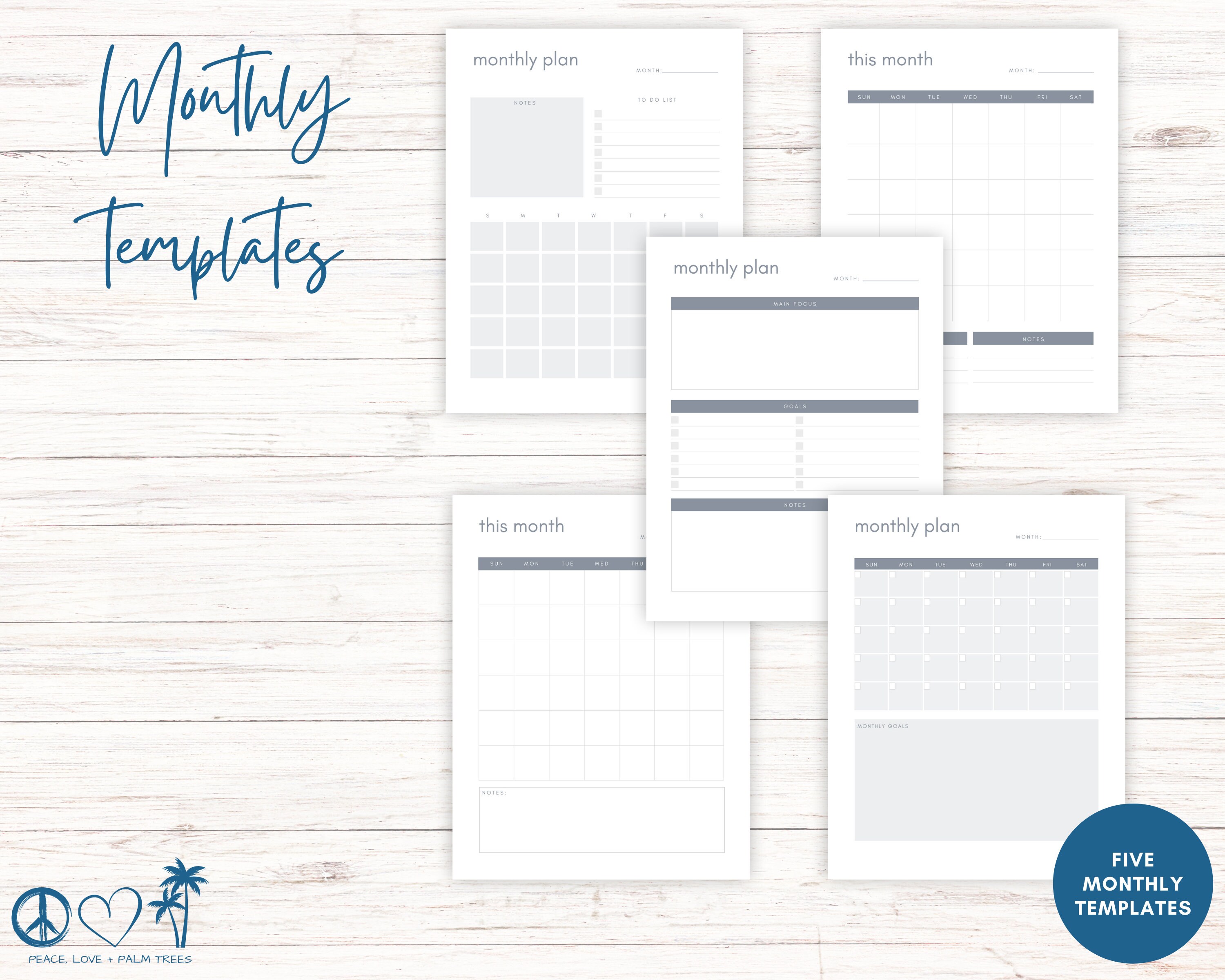 Minimalist Printable Planner Bundle: Daily, Weekly, Monthly (PDF) - Etsy
