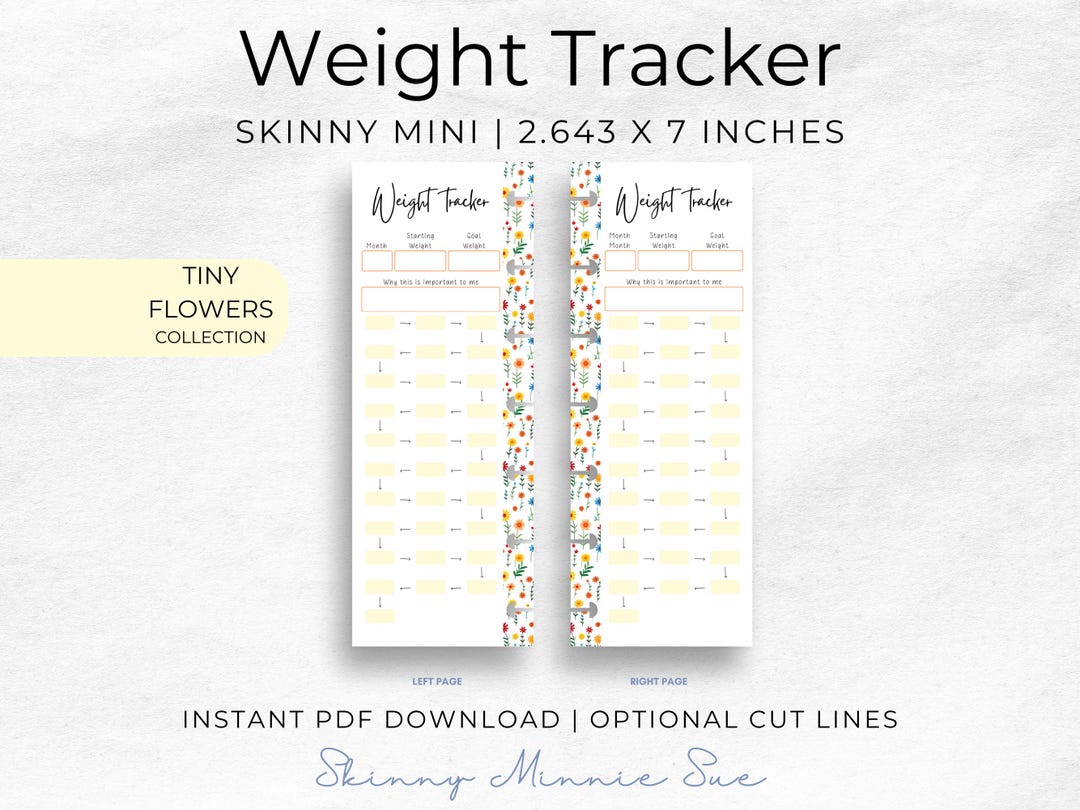 Tiny Flowers Weight Tracker: Skinny Mini Planner Printable (PDF ...