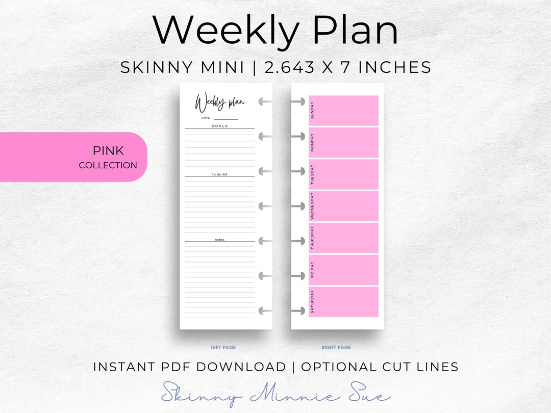 Skinny Mini Pink Happy Planner Printables, Minimalist Weekly Plan ...
