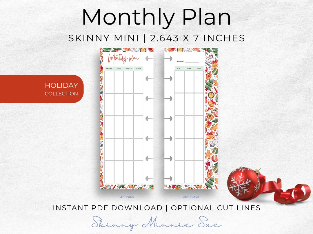 Skinny Mini Holiday Happy Planner Printables, Monthly Plan Inserts for ...