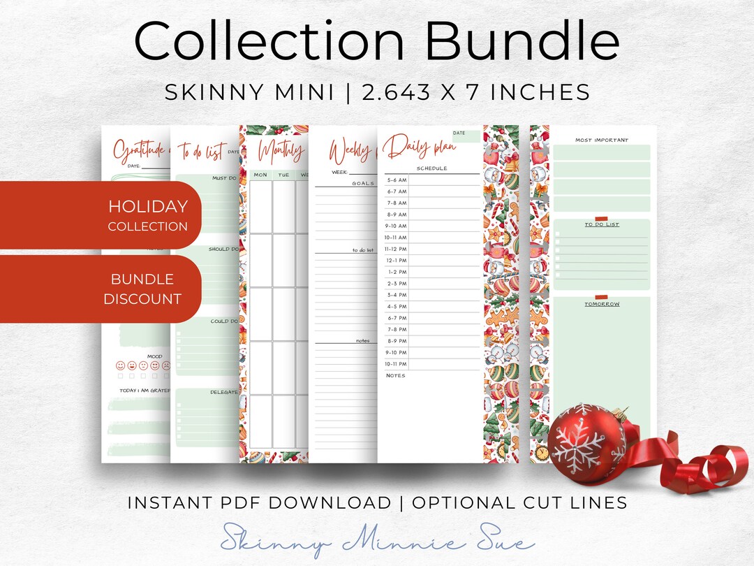 Skinny Mini BUNDLE Holiday Happy Planner Printables, Collection ...