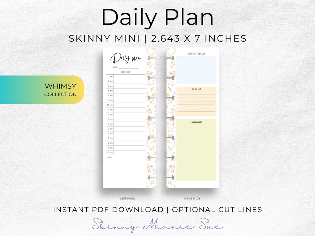 Skinny Mini Daily Planner Printable: Whimsy Design (digital Download ...