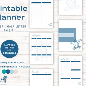 Sea Turtle Printable Planner Bundle: Daily, Weekly, Monthly (digital ...