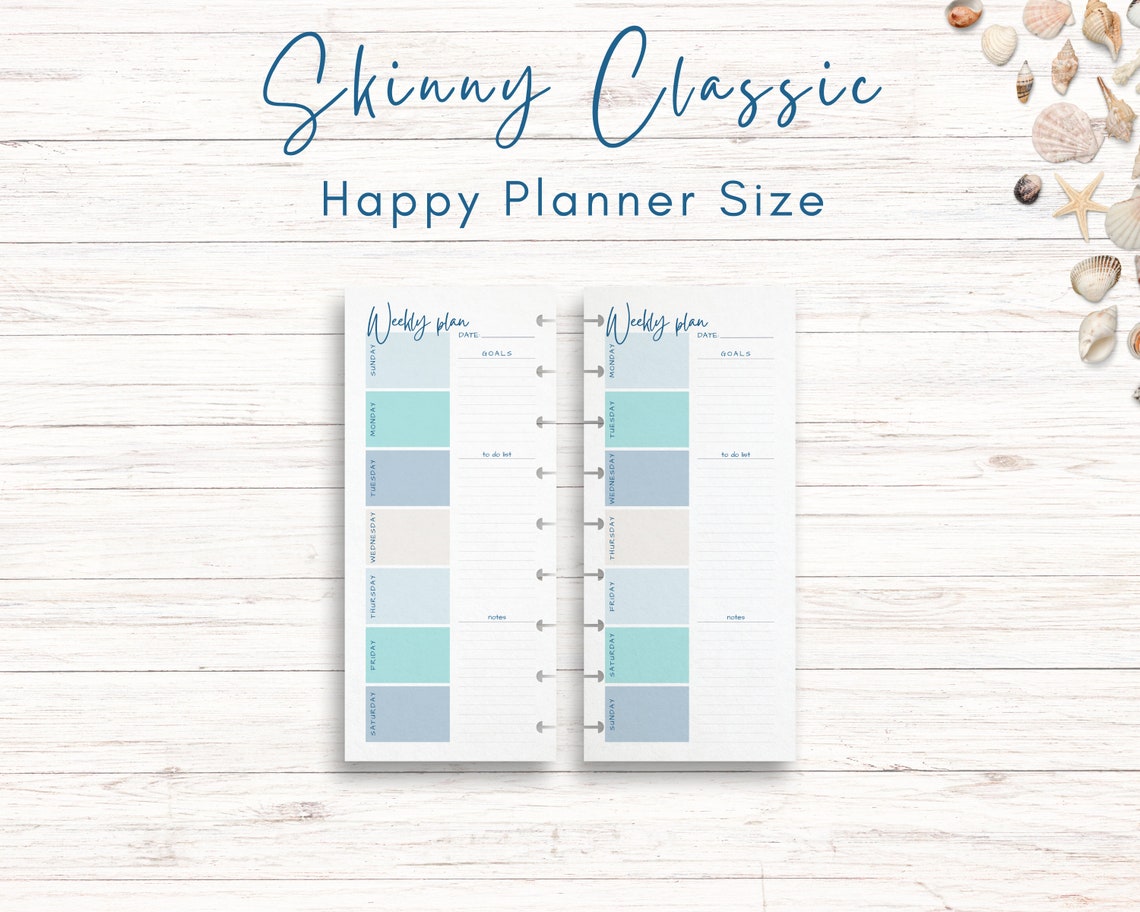 Skinny Classic Happy Planner Printables, Island Weekly Plan Inserts for ...