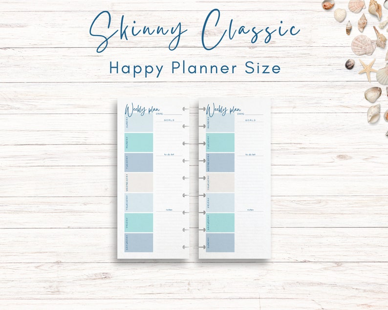 Skinny Classic Happy Planner Printables, Island Weekly Plan Inserts for ...