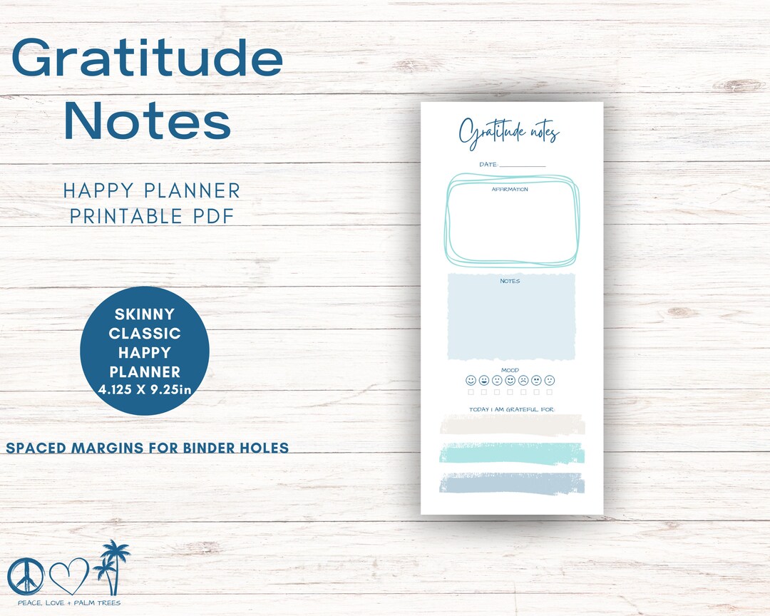 Skinny Classic Happy Planner Printable: Gratitude Notes & Mood Tracker ...