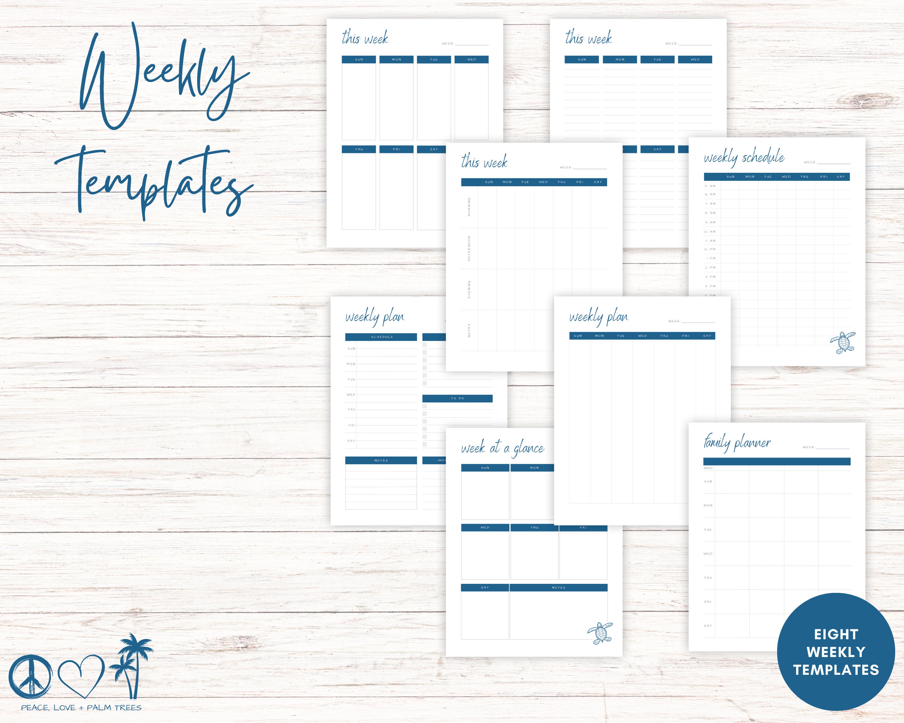 Sea Turtle Printable Planner Bundle: Daily, Weekly, Monthly (digital ...