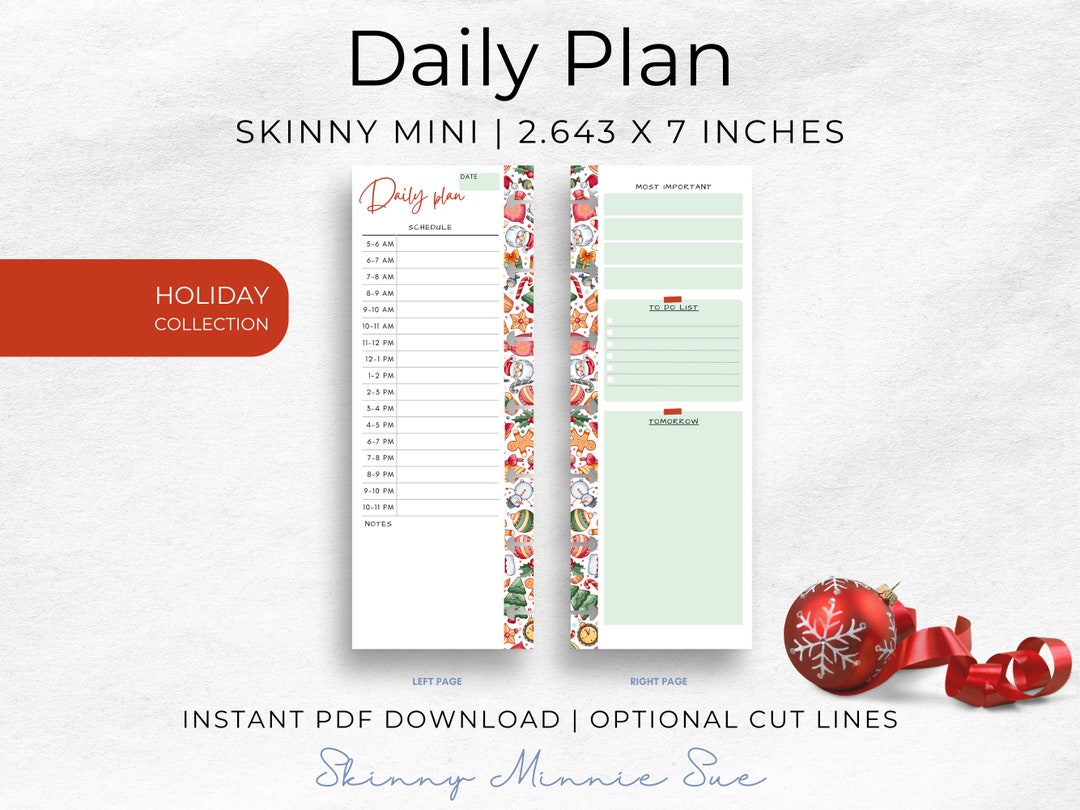 Holiday Planner Printable: Skinny Mini Daily Schedule (PDF Download) - Etsy