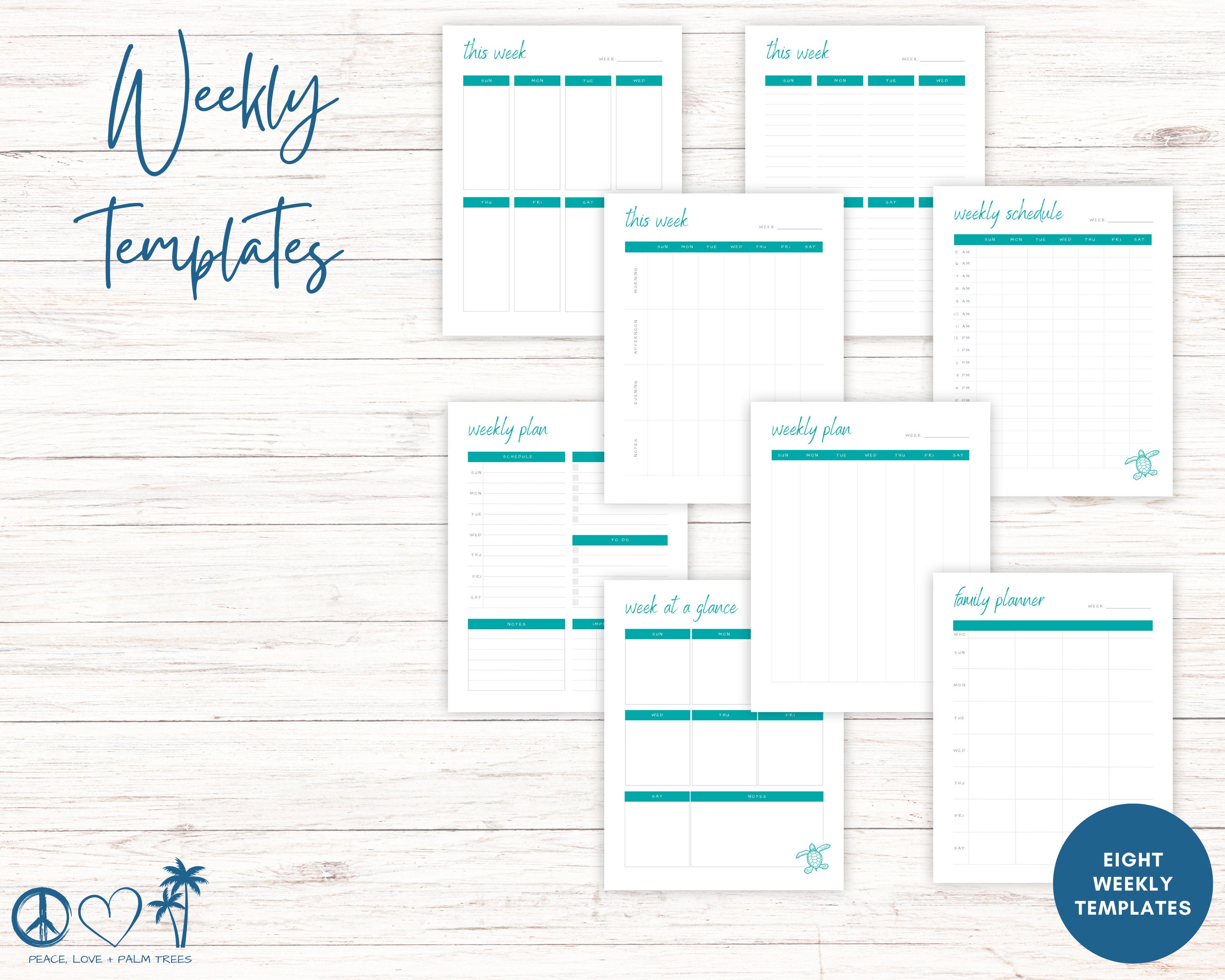 Sea Turtle Printable Planner Bundle: Tropical Island Theme (PDF) - Etsy