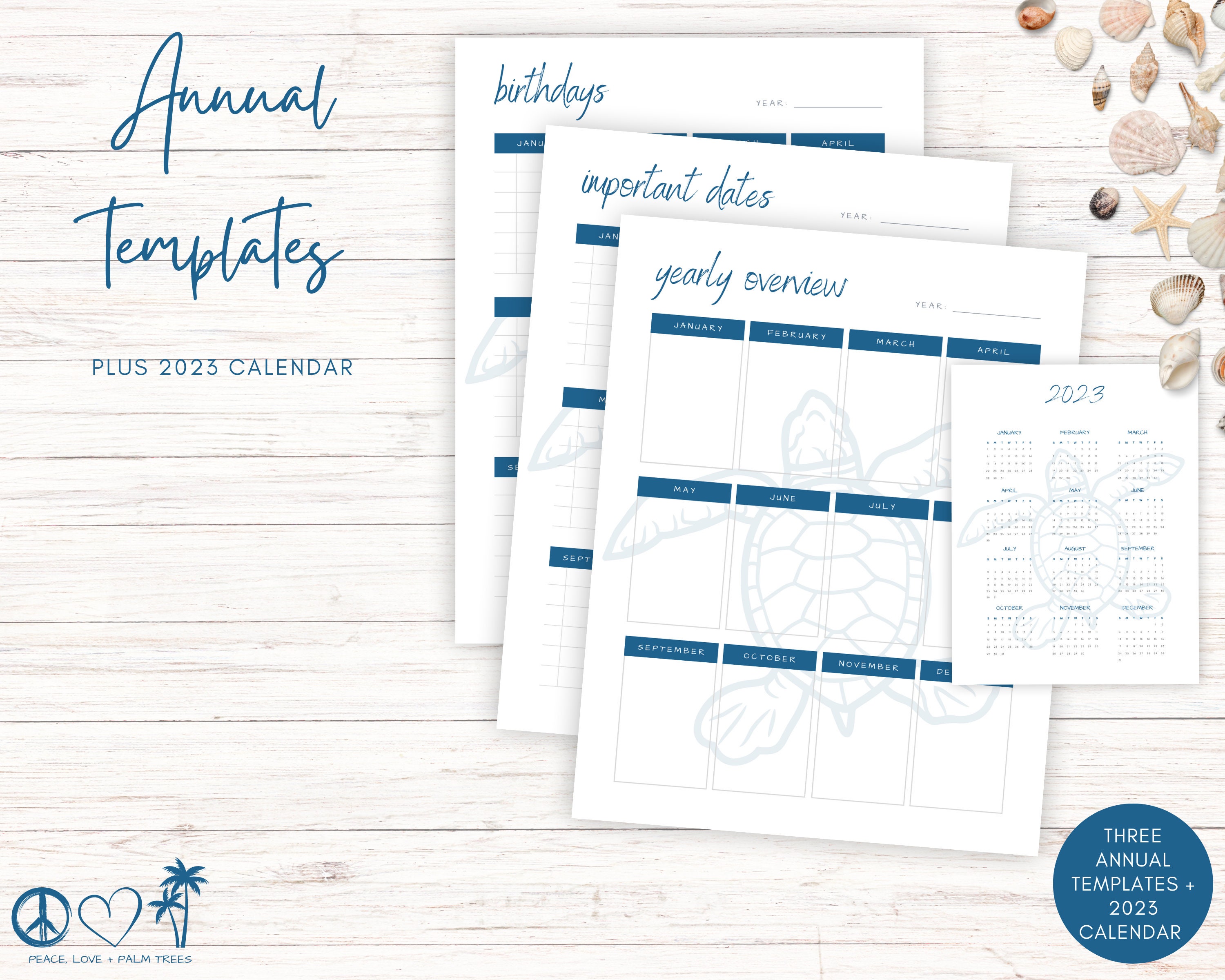 Sea Turtle Printable Planner Bundle: Daily, Weekly, Monthly (digital ...
