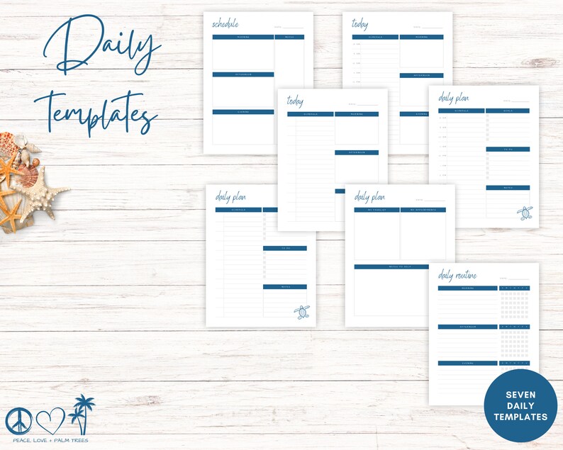 Sea Turtle Printable Planner Bundle, Daily Weekly Monthly Pages ...