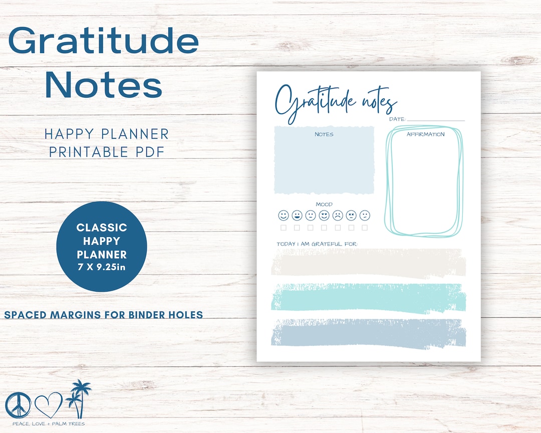 Happy Planner Gratitude Notes: Mood & Affirmations Tracker (PDF ...