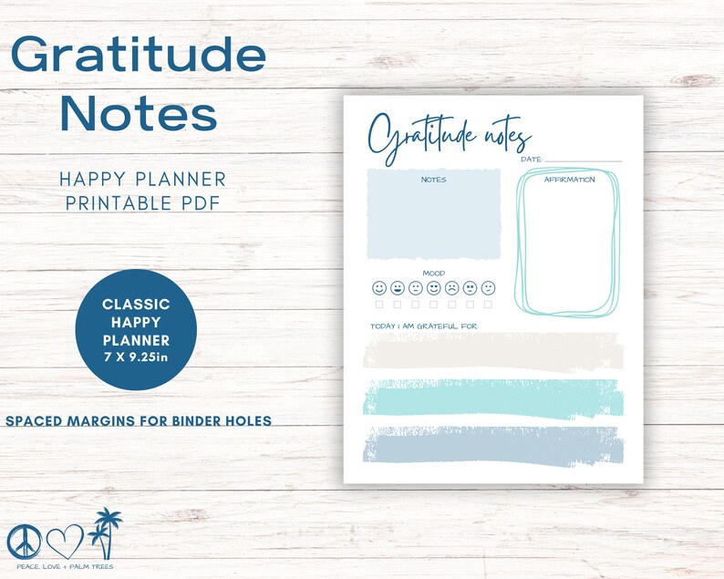 Happy Planner Gratitude Notes: Mood & Affirmations Tracker (PDF ...