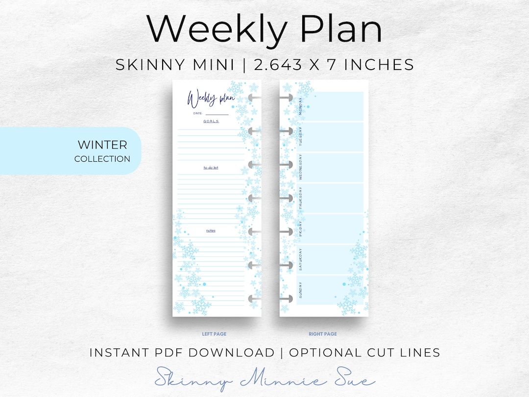Winter Weekly Planner Inserts: Skinny Mini Printable (digital Download ...
