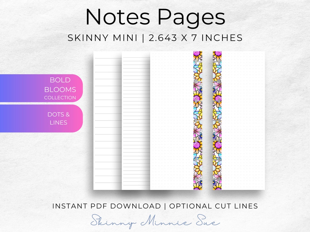 Skinny Mini Happy Planner Notes: Bold Blooms, Dots & Lines (PDF ...