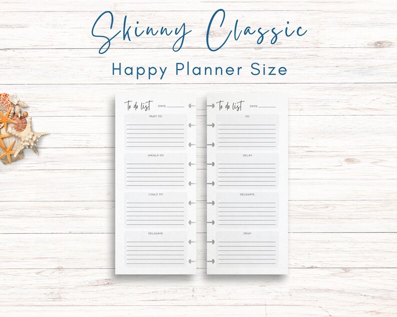 Skinny Happy Planner Inserts: Minimalist To-do List (digital Download ...