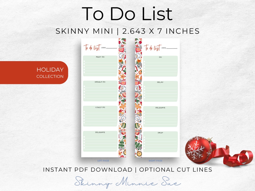 Holiday To-do List Printable: Skinny Mini Planner Inserts (digital ...