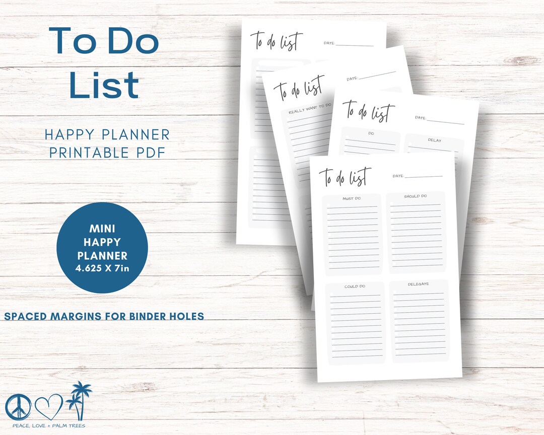 Mini Happy Planner To-do List Inserts: Gray Task Tracker (printable PDF ...