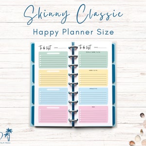 Skinny Classic Happy Planner Printables, Beachy Inserts for Discbound ...