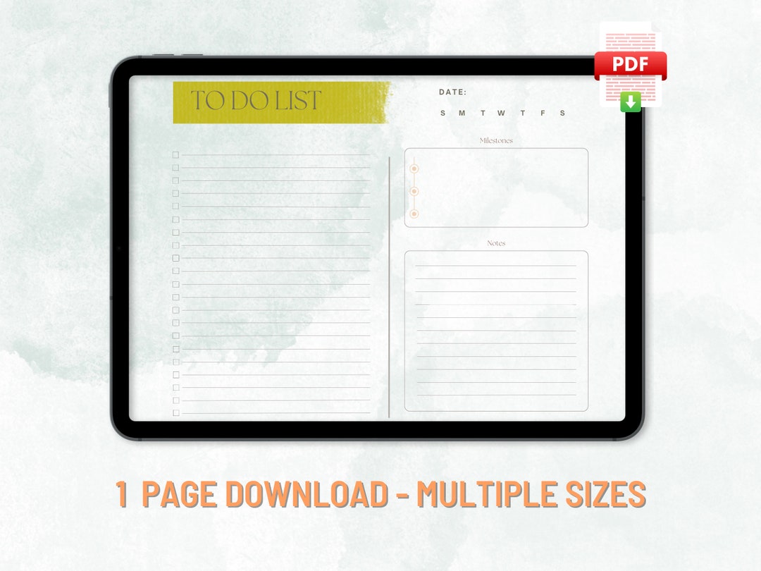 Simple to Do PDF List Printable PDF Instant Download A3 - Etsy