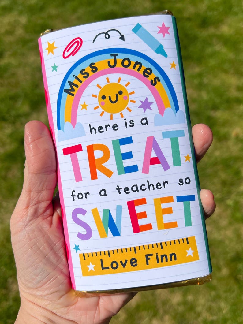 PERSONALISED - Thank You Teacher Custom Chocolate Bar Wrapper – End of ...