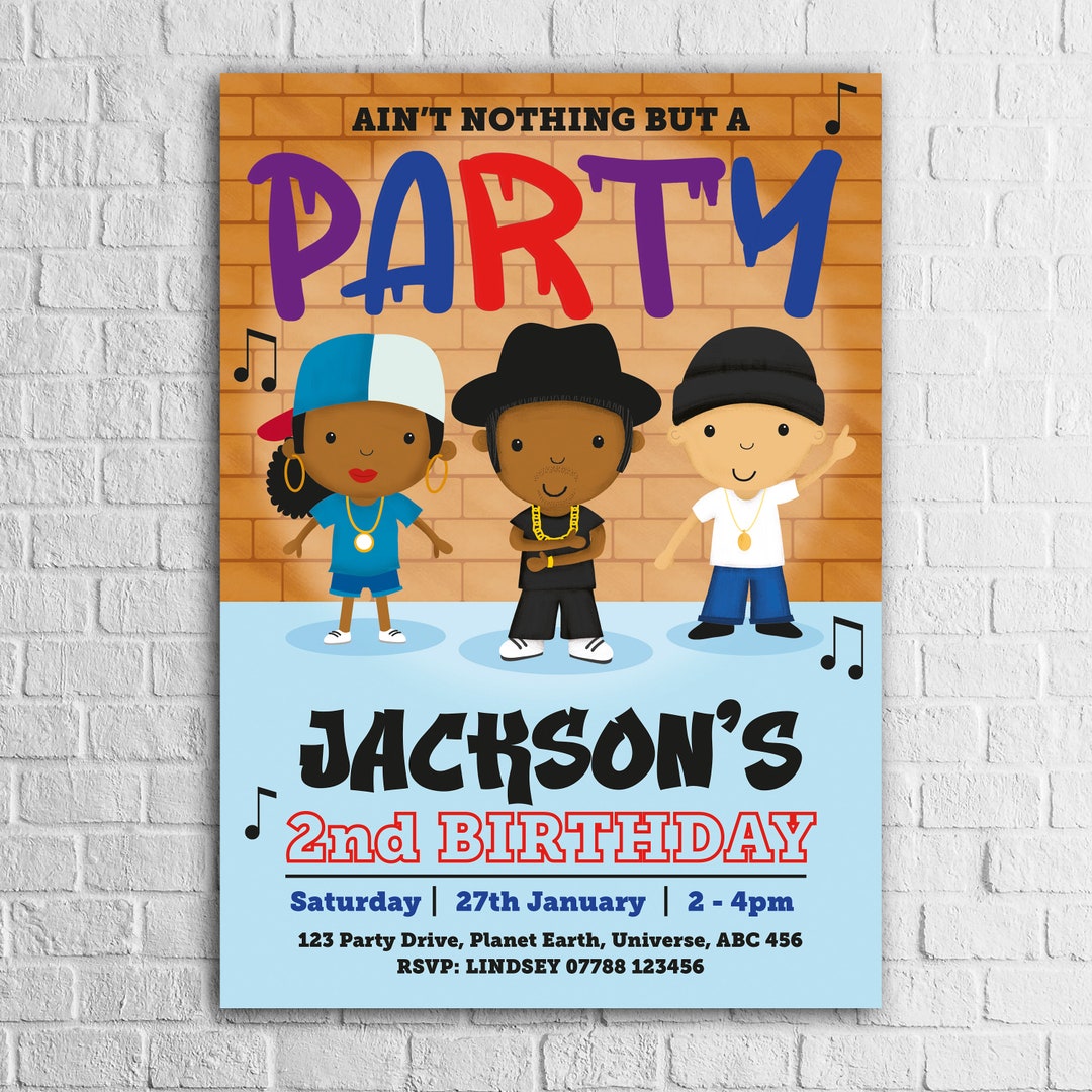 PERSONALISED RAP Music Party Invitation, DIGITALLY Made to Order ...