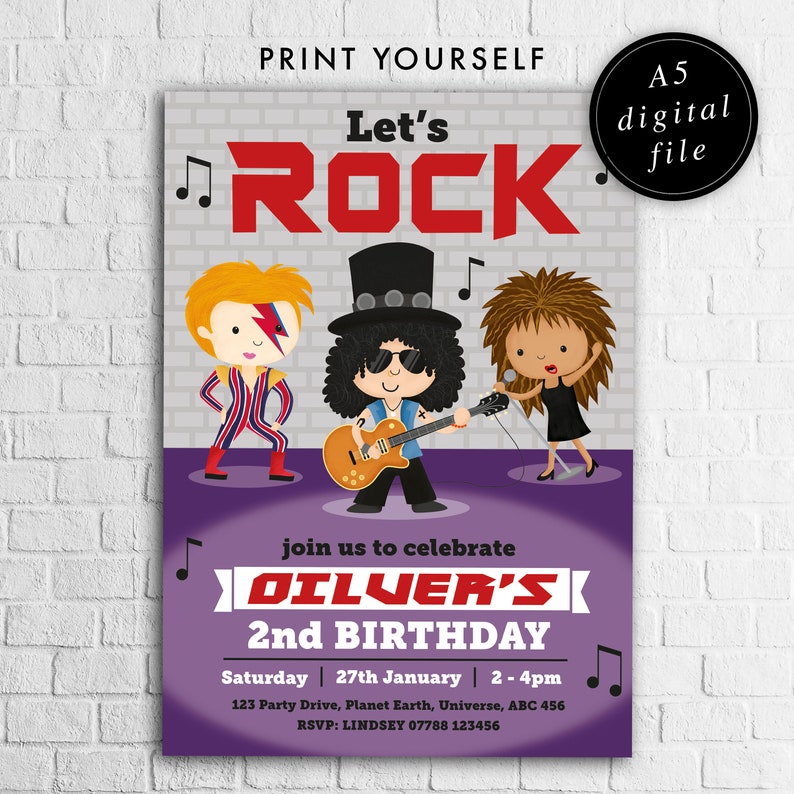 Personalized Rock Star Birthday Invitation (digital) - Etsy