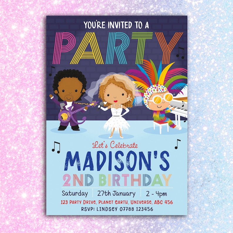 PERSONALISED POP Music Party Invitation, DIGITALLY Made to Order ...