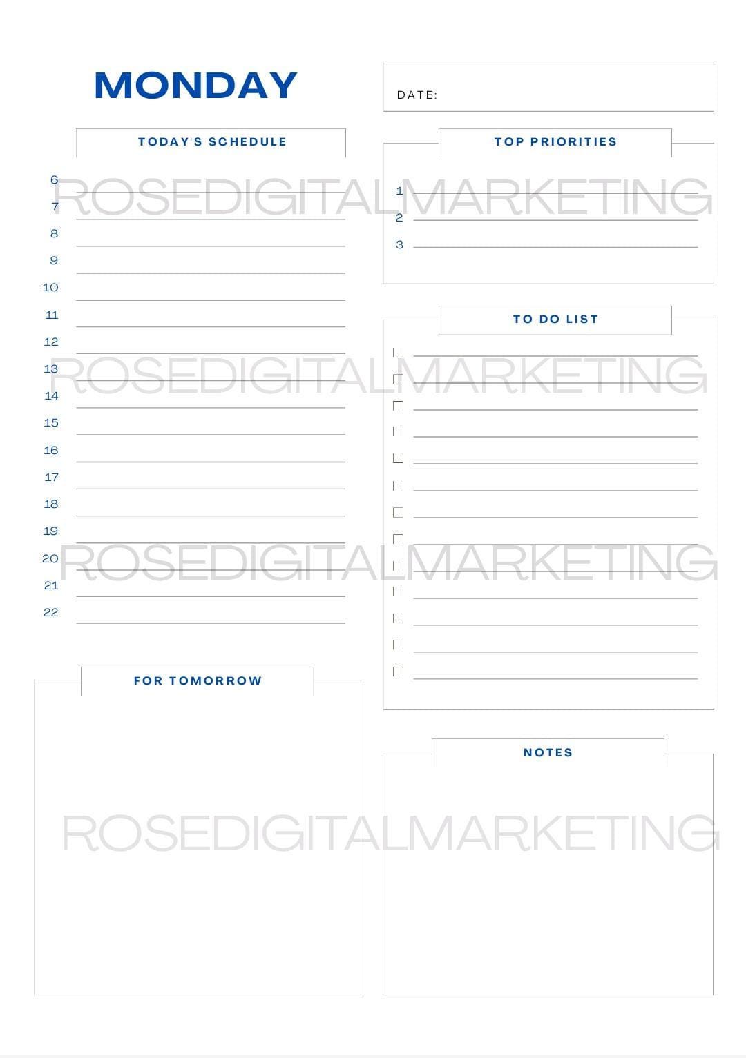 Minimalist Printable Daily Planner | Monday Planner Template ...