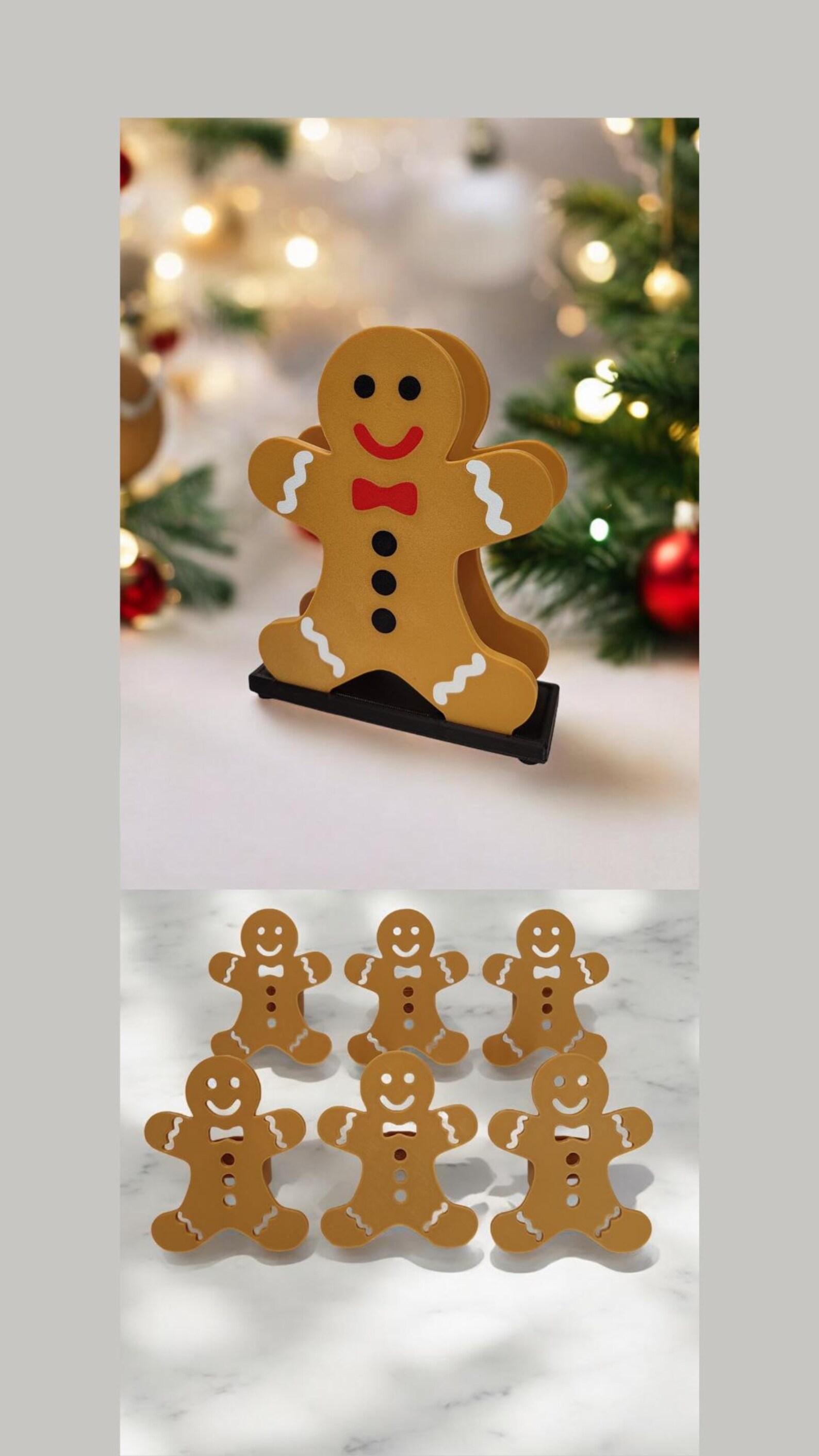 Gingerbread Man Napkin Holder & Napkin Rings – Festive Holiday Table ...