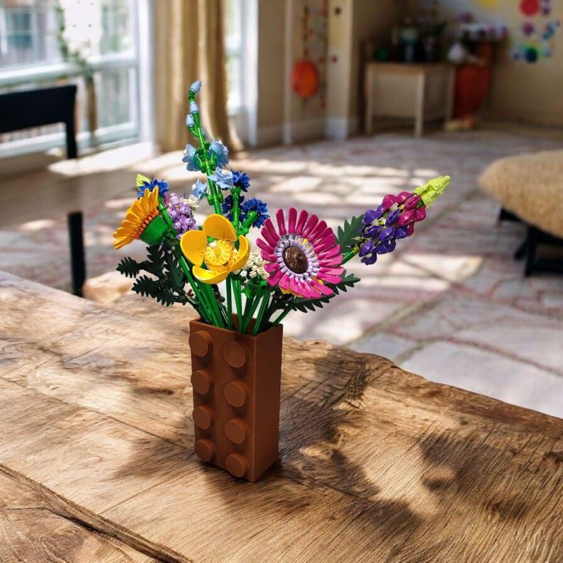 Colorful Brick-inspired Vase: Fun Home Decor for LEGO® Flower Bouquets ...