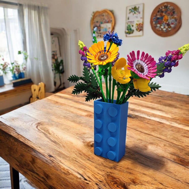Colorful Brick-inspired Vase: Fun Home Decor for LEGO® Flower Bouquets ...