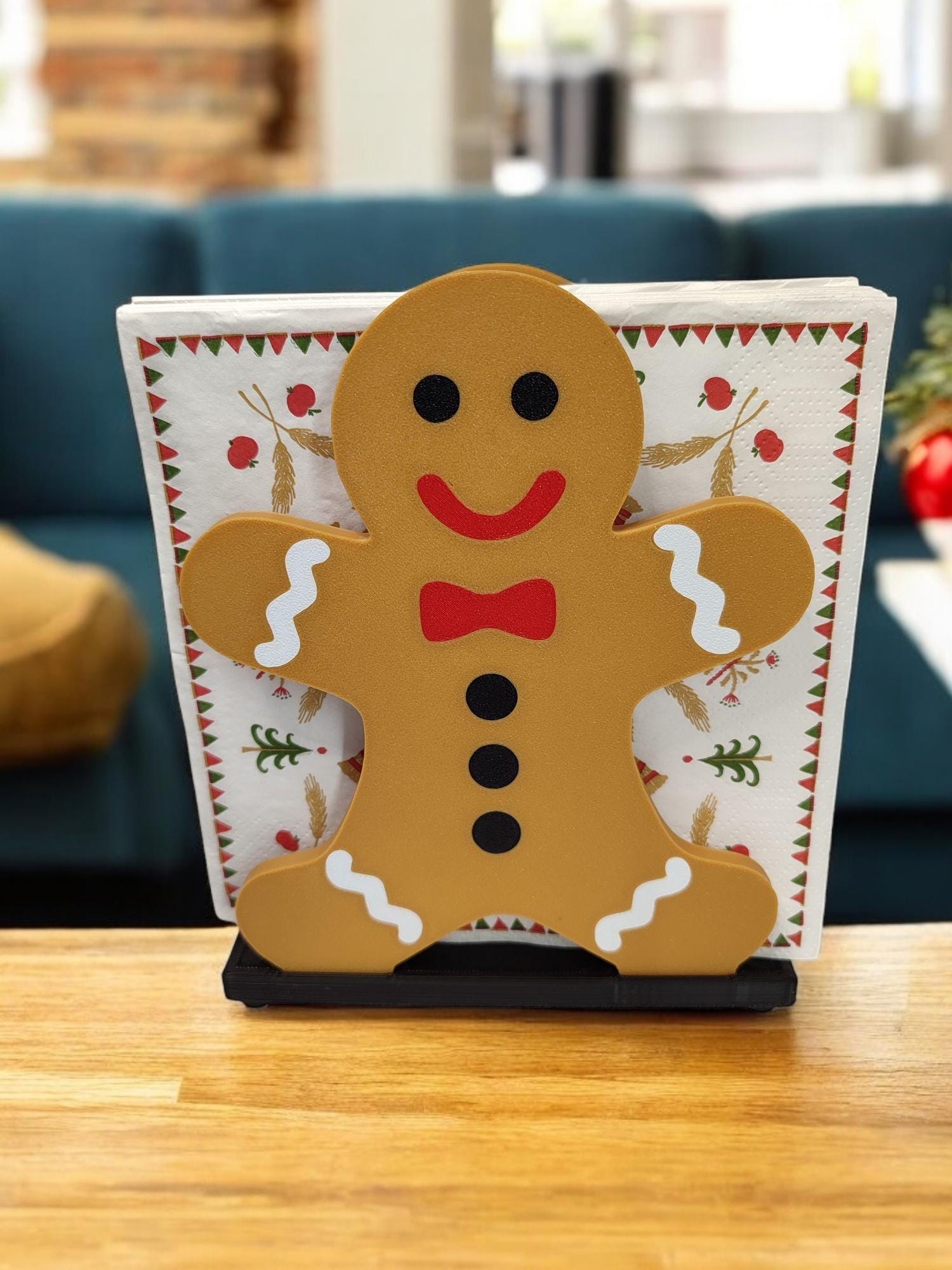 Gingerbread Man Napkin Holder & Napkin Rings – Festive Holiday Table ...