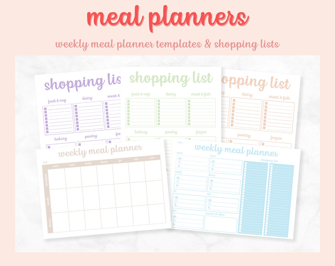 Printable Meal Planner | Kitchen Organiser | Grocery Shopping Inventory ...
