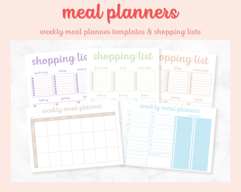 Printable Meal Planner | Kitchen Organiser | Grocery Shopping Inventory ...