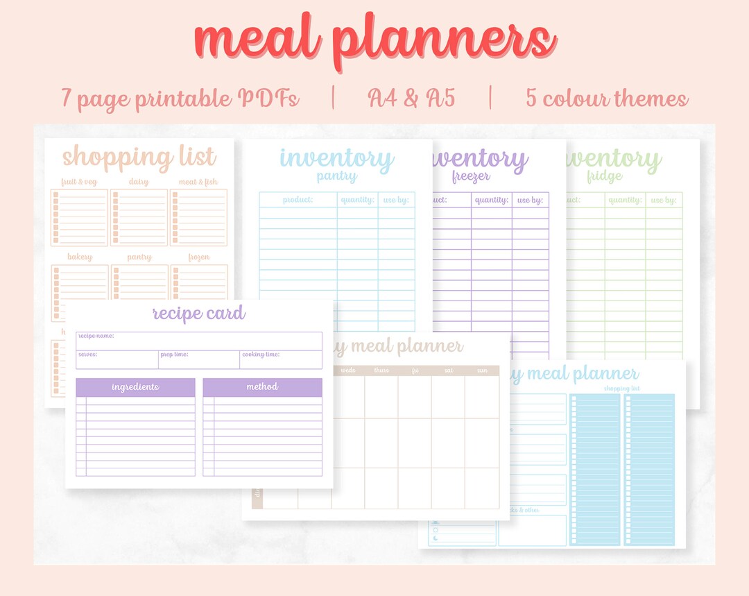 Printable Meal Planner | Kitchen Organiser | Grocery Shopping Inventory ...