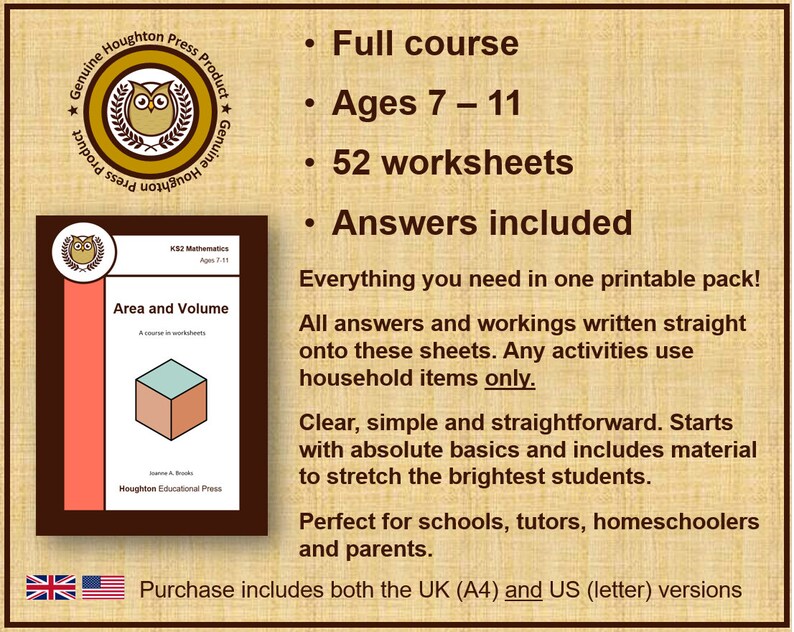 Maths: Area and Volume - Printable Sheets Ages 7-11 Full Course in ...