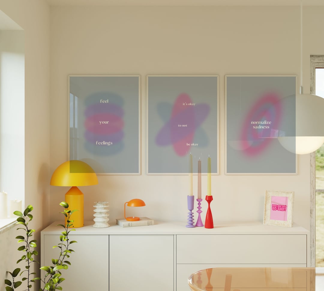 Set of 3 Self-love Emotions Aura Poster | Gradient Poster | Positive ...