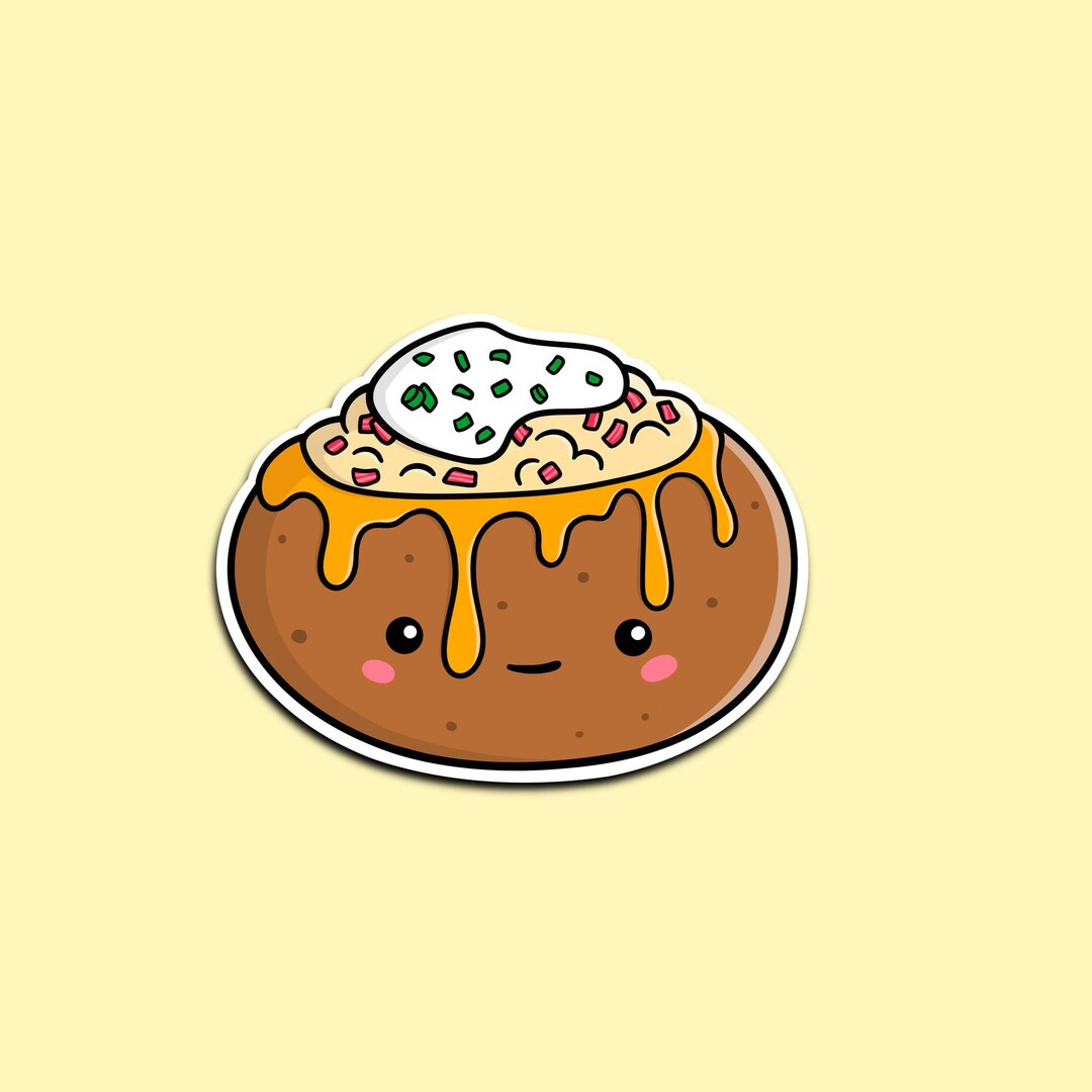 Loaded Baked Potato Sticker | Kawaii Cute Snack Food Cheese Potato ...