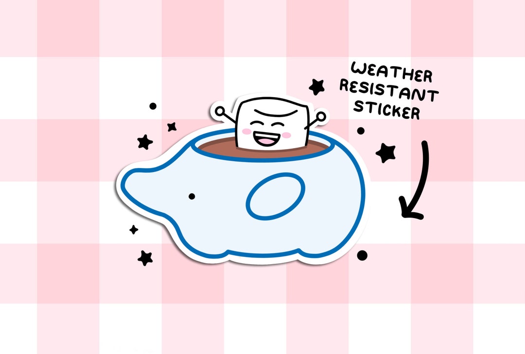 Marshmallow Sticker | Kawaii Sticker - Cute Art Sticker - Cute ...