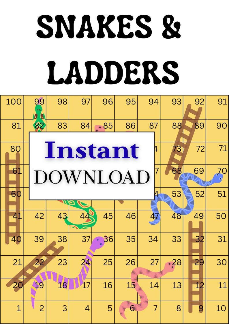 Printable Snakes and Ladders - Etsy