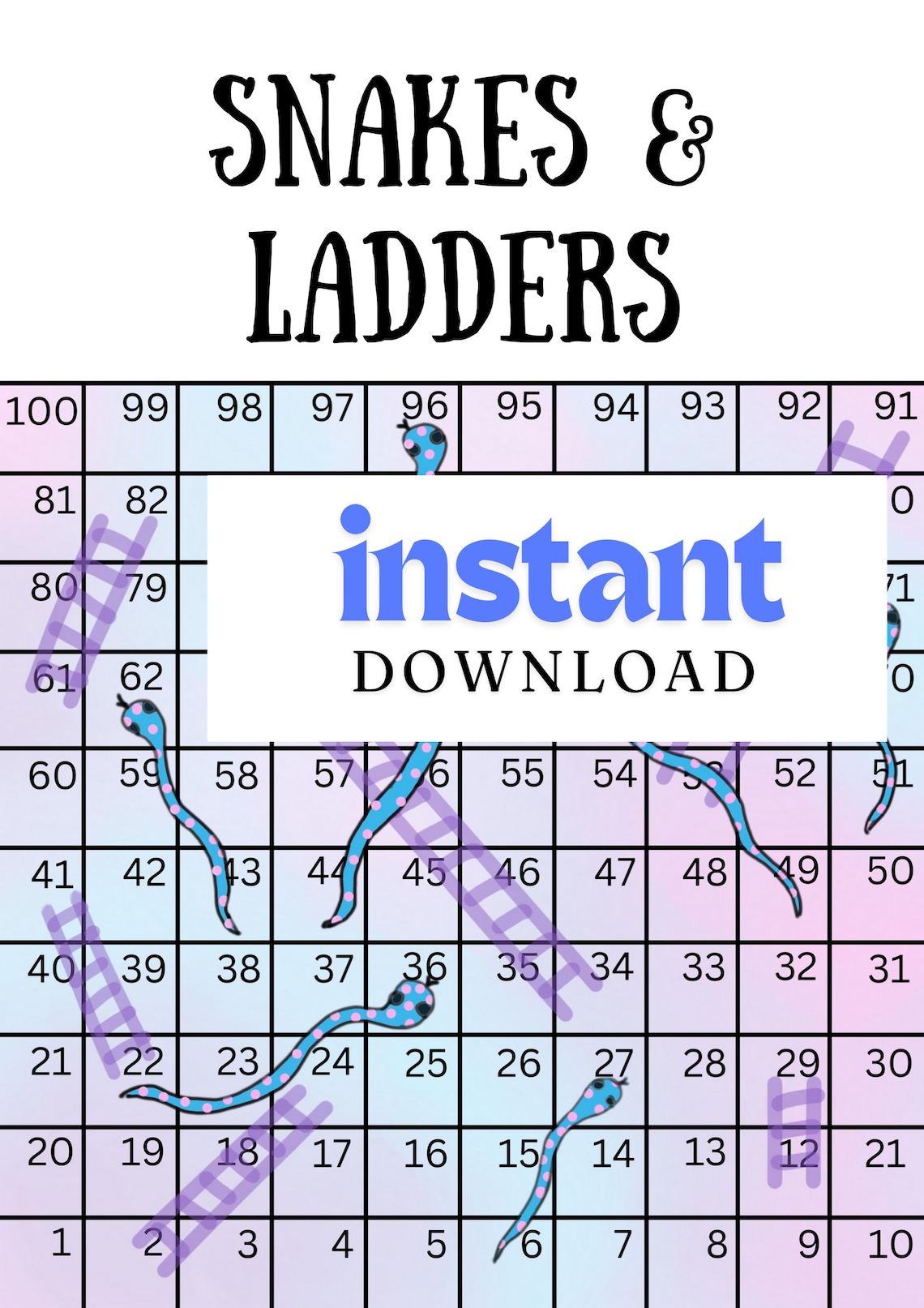 Printable Snakes and Ladders Game - Etsy UK