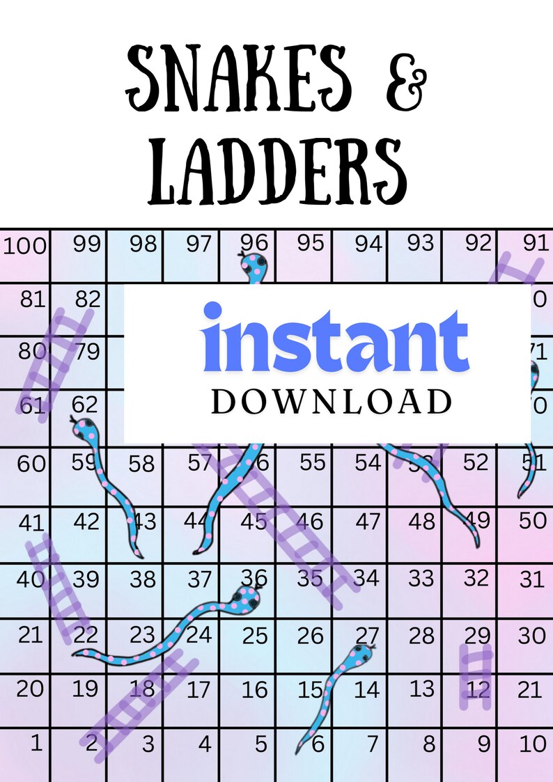 Printable Snakes and Ladders Game - Etsy