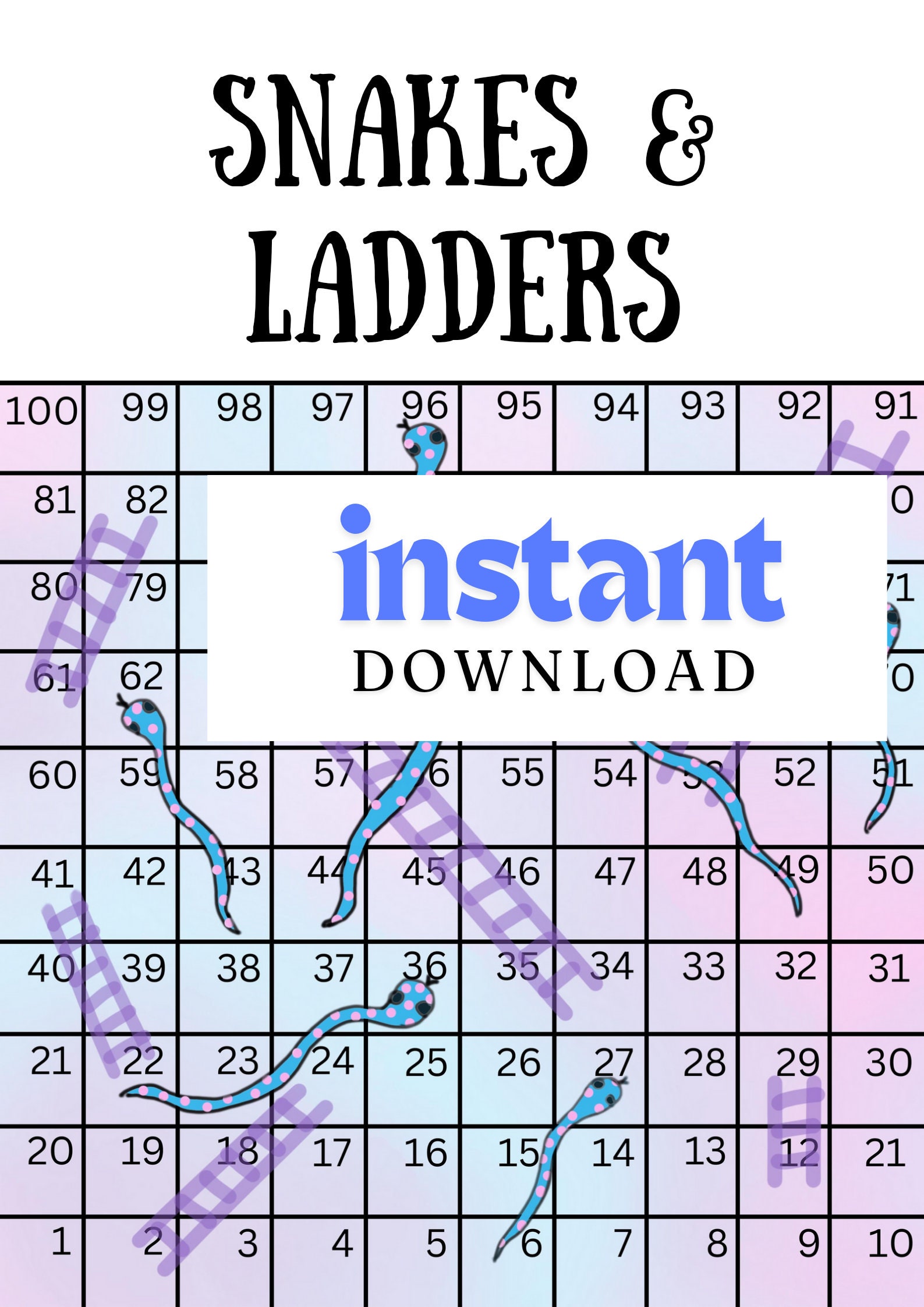 Printable Snakes and Ladders Game - Etsy UK