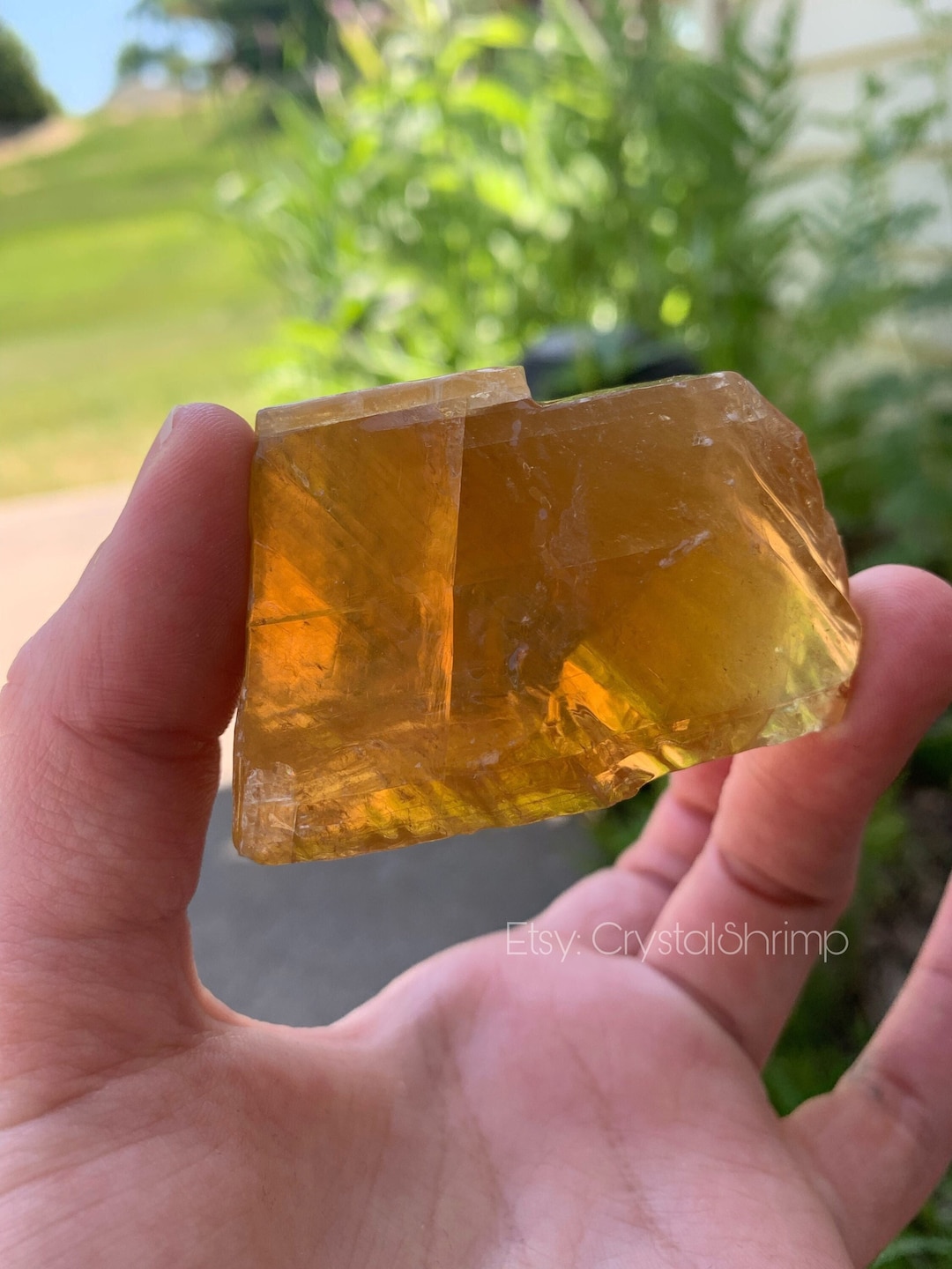 Dark Honey Calcite UV Reactive With Rainbows Smooth Raw Rough Dark Gold ...