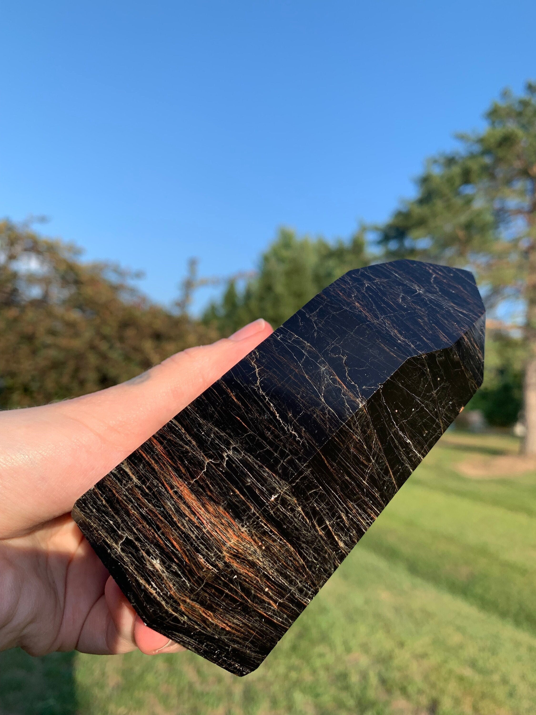 Black tourmaline with red hematite store