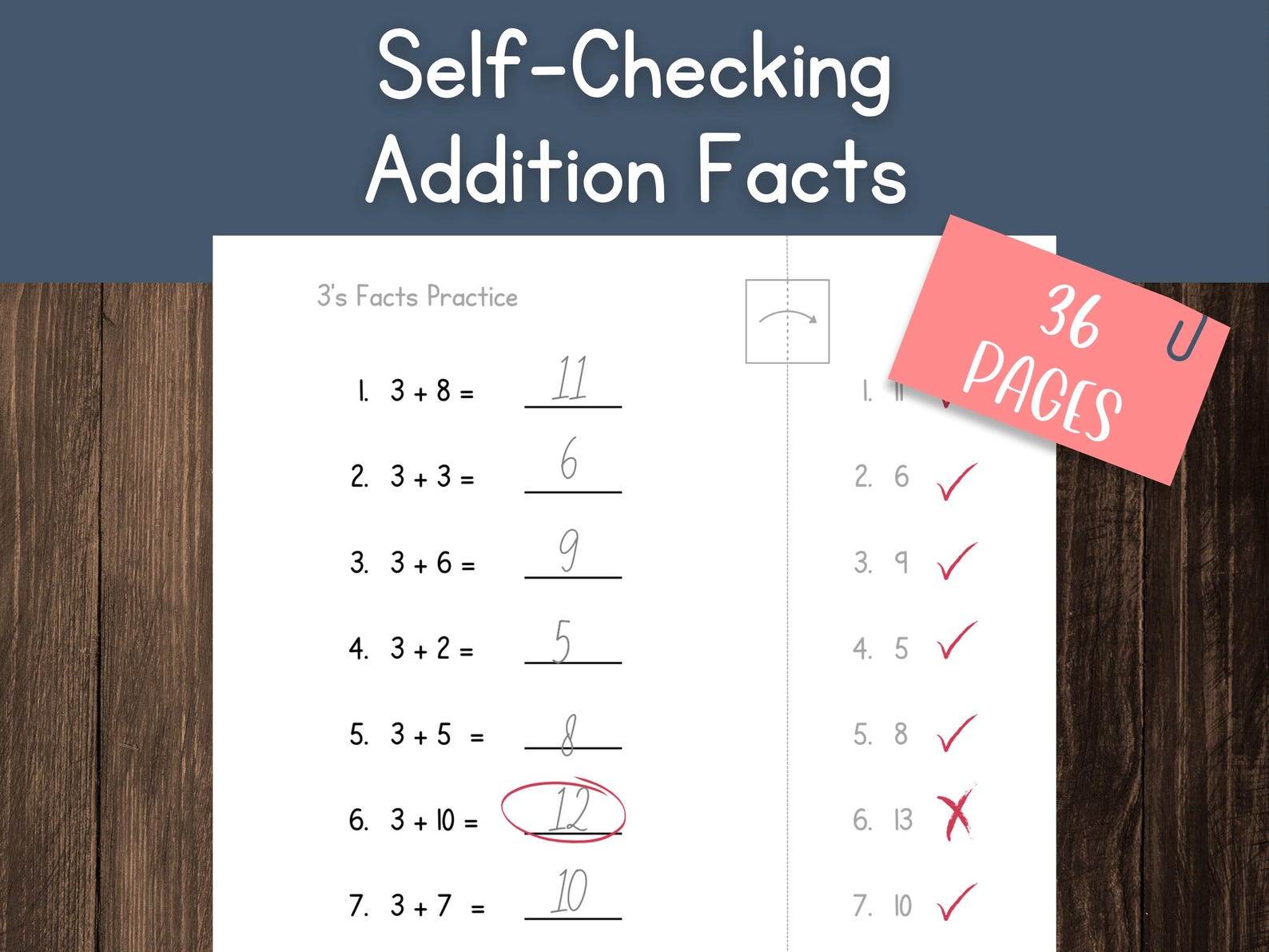 Independent Addition Facts Practice | Self-checking Math Worksheets ...