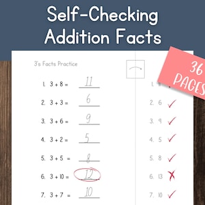 Independent Addition Facts Practice | Self-checking Math Worksheets ...